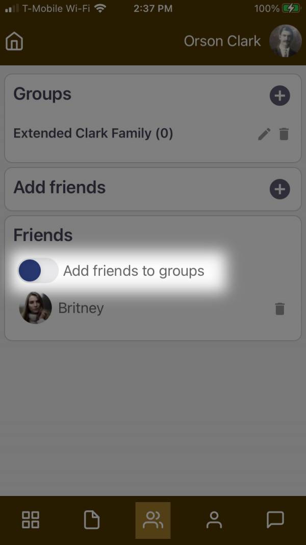 Manage friends and groups | Early Me